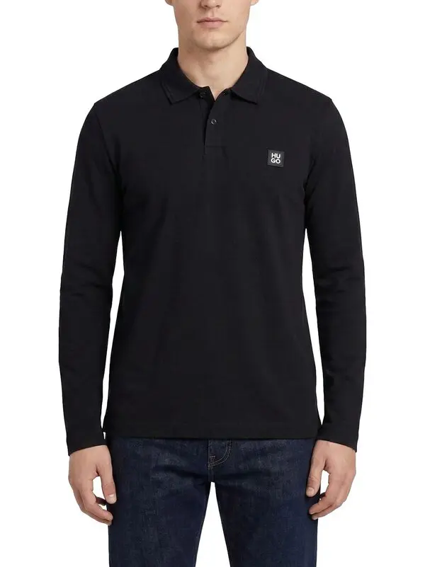 Hugo Stretch Cotton Polo Shirt - Black