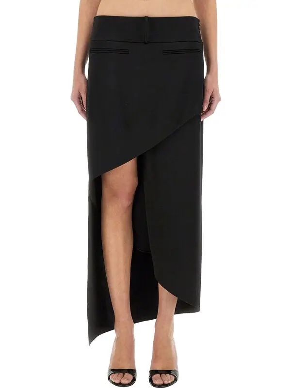 COURREGES Asymmetrical Draped Maxi Skirt - Black