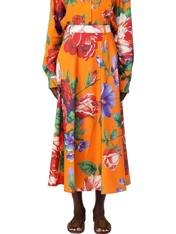 Moschino Floral Midi Skirt - Orange