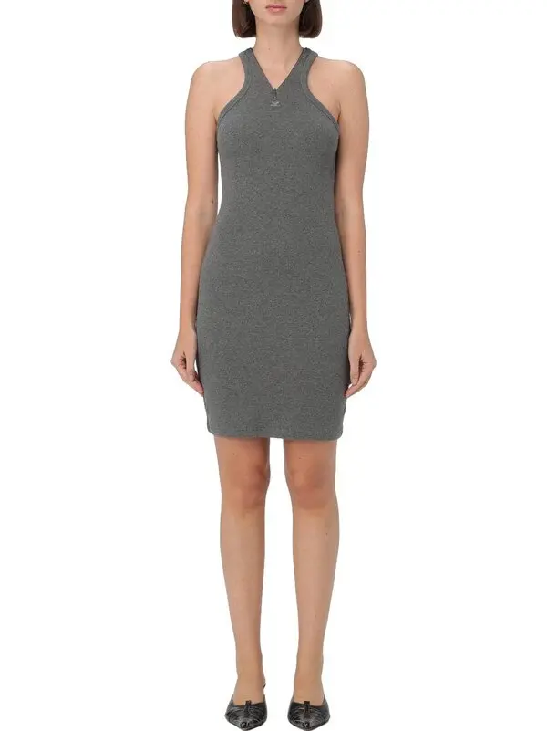 COURREGES Ribbed Knit Mini Dress - Grey