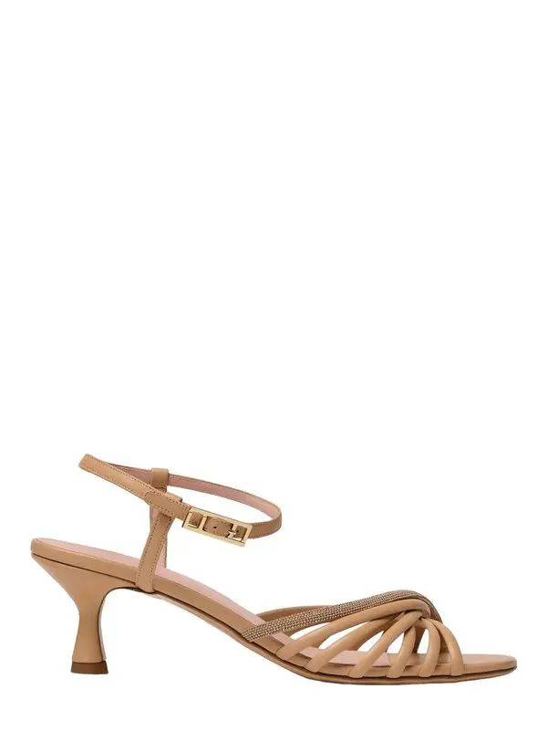 Fabiana Filippi Nappa Sandals With Monile Embellishment - Beige