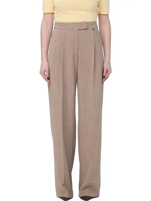 Liu Jo Wide-leg Tailored Trousers In Viscose Blend - Biscuit