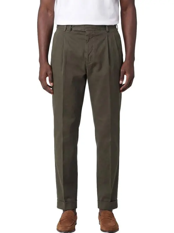 PT TORINO Slim Fit Cotton Chino Trousers With Off-center Closure - Mud