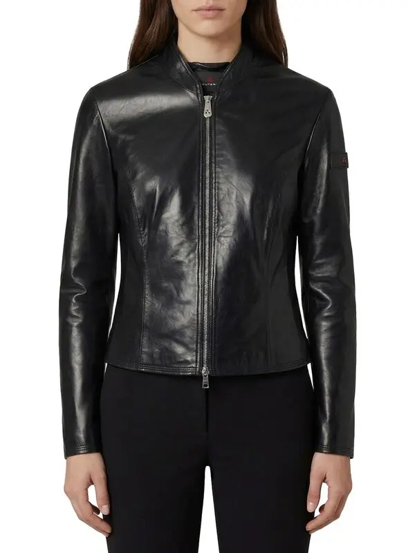 Peuterey Leather Bomber Jacket - Black