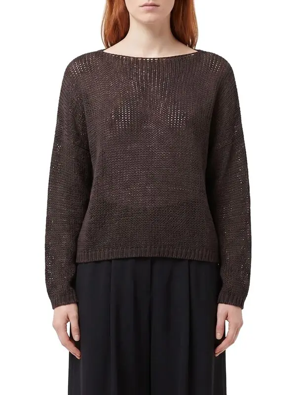 ROBERTO COLLINA Cotton Blend Crewneck Sweater - Brown