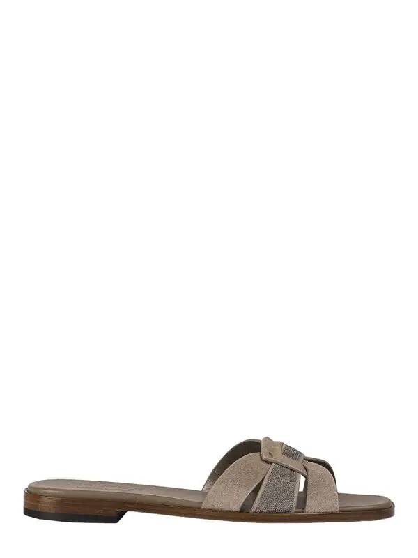 DOUCAL'S Suede Mules With Embellished Ornament - Grey