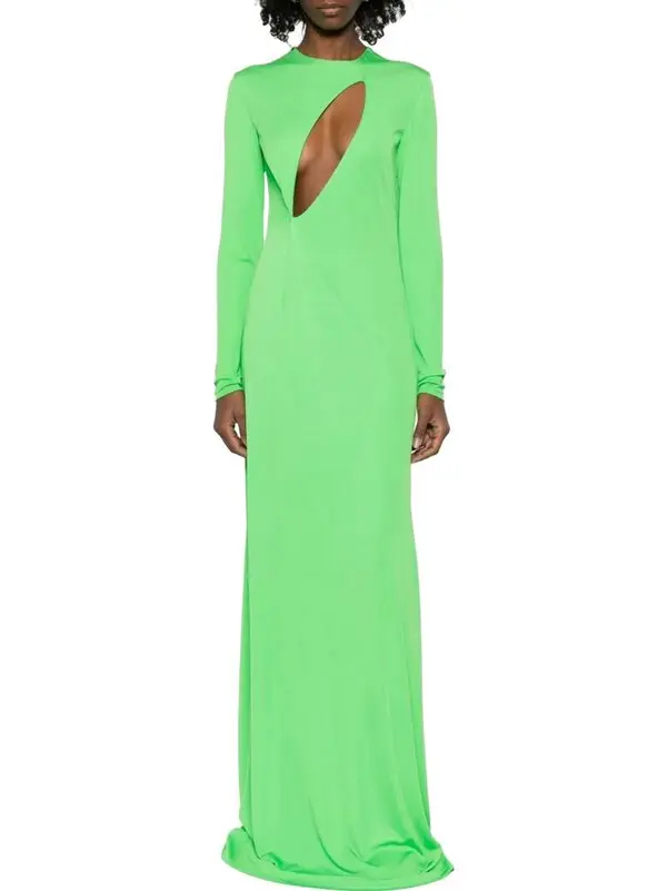 TOM FORD Long Sleeve Cut Out Maxi Dress - Green