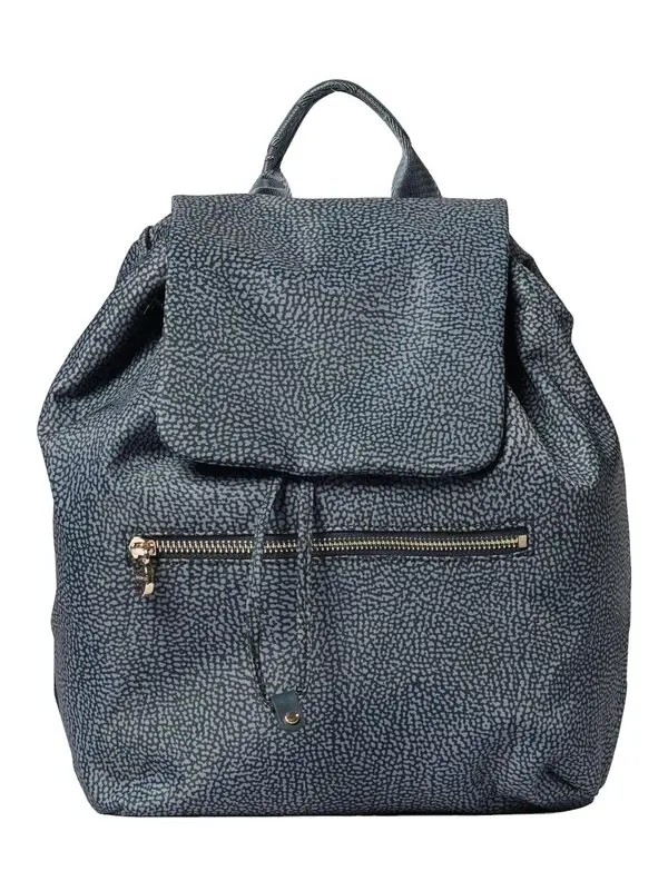 Borbonese Eco Line Backpack With Drawstring And Flap Closure - Blue