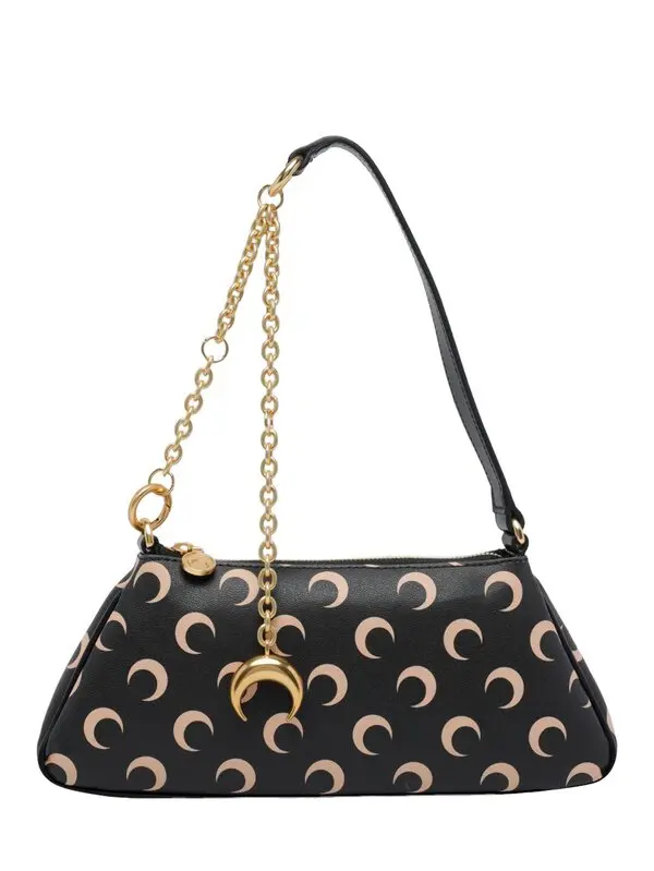 MARINE SERRE Crescent Moon Logo Shoulder Bag In Coated Polyurethane - Black