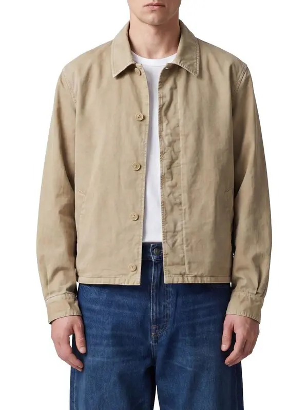 Auralee Long-sleeved Cotton Shirt Jacket With Slant Pockets - Beige