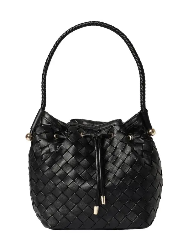 TWINSET Woven Synthetic Leather Bucket Bag - Black