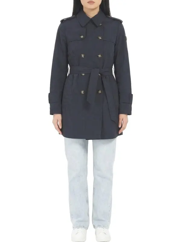 Peuterey Double Breasted Polyester Trench Coat - Blue
