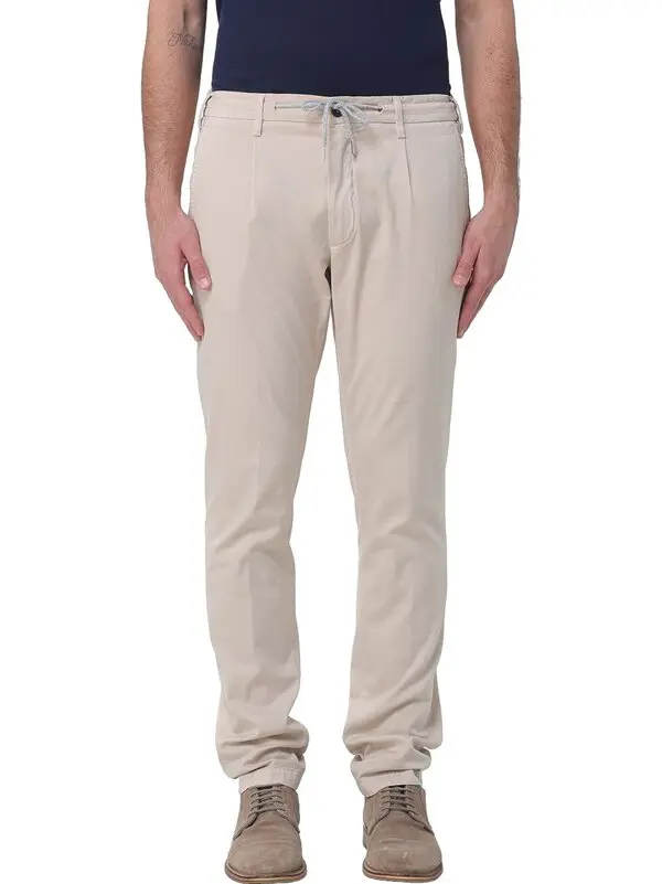 Eleventy Cotton And Silk Blend Drawstring Trousers - Sand