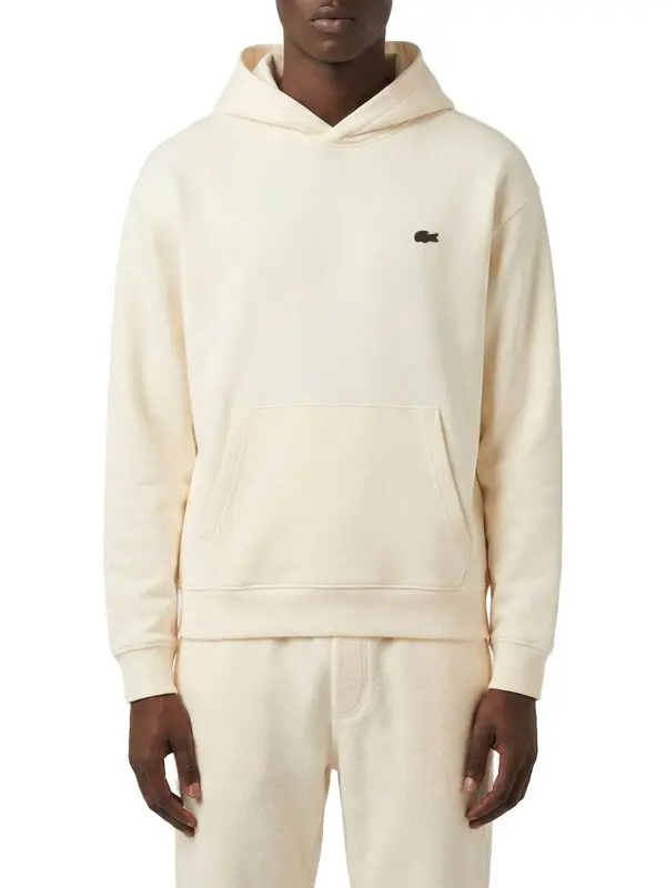 Lacoste Printed Cotton Hooded Sweatshirt - Beige