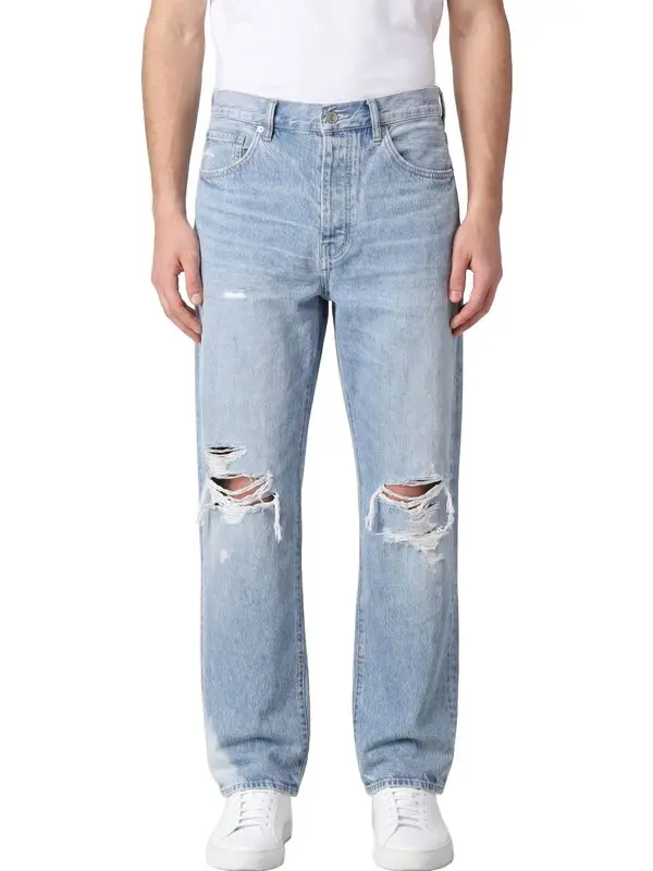 PURPLE BRAND Five-pocket Straight-fit Distressed Denim Jeans - Blue