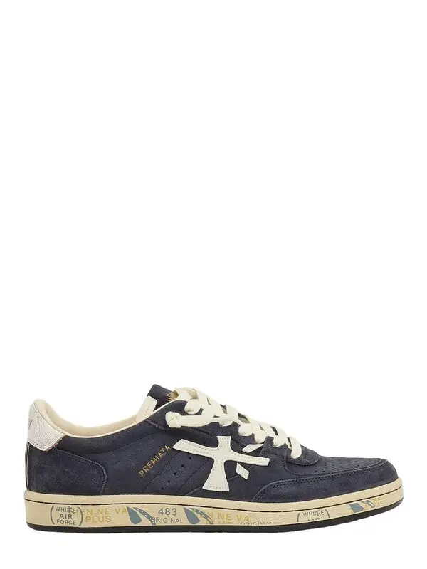 Premiata Clay Leather And Suede Sneakers - Navy
