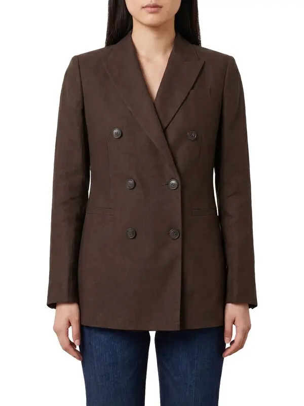 PT TORINO Cropped Double-breasted Peak Lapel Blazer - Brown