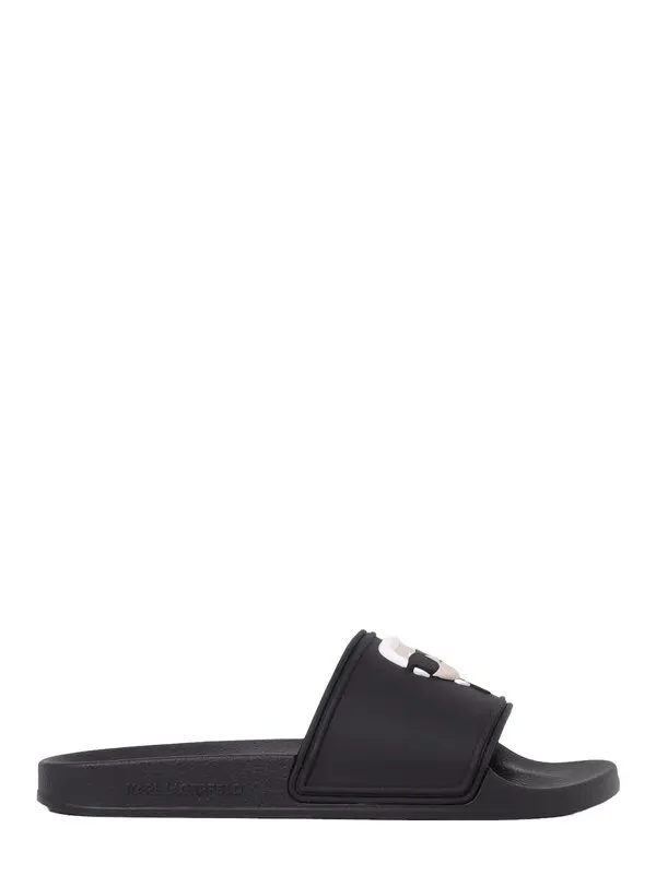 Karl Lagerfeld Embossed Logo Slides - Black