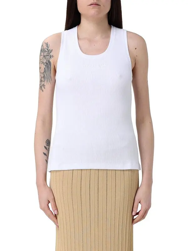 Balmain Ribbed Cotton Tank Top - White