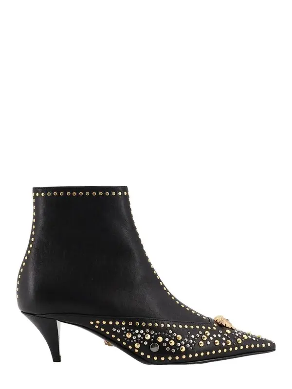Versace Studded Ankle Boots With Medusa Detail - Black