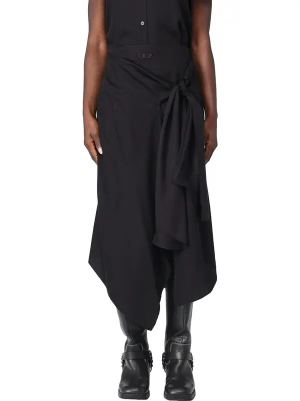 DIESEL® Draped Knot Midi Skirt - Black