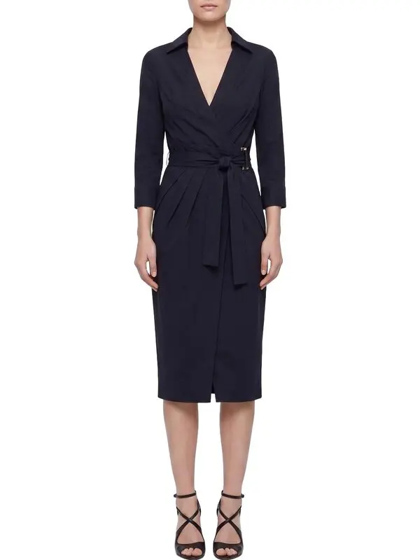 Elisabetta Franchi Wrap Midi Dress - Black