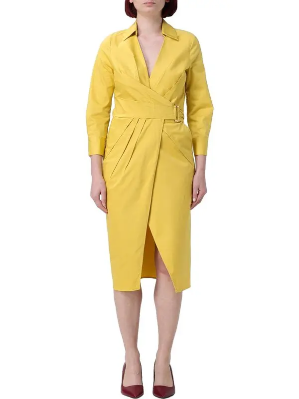 Elisabetta Franchi Wrap Midi Dress - Yellow