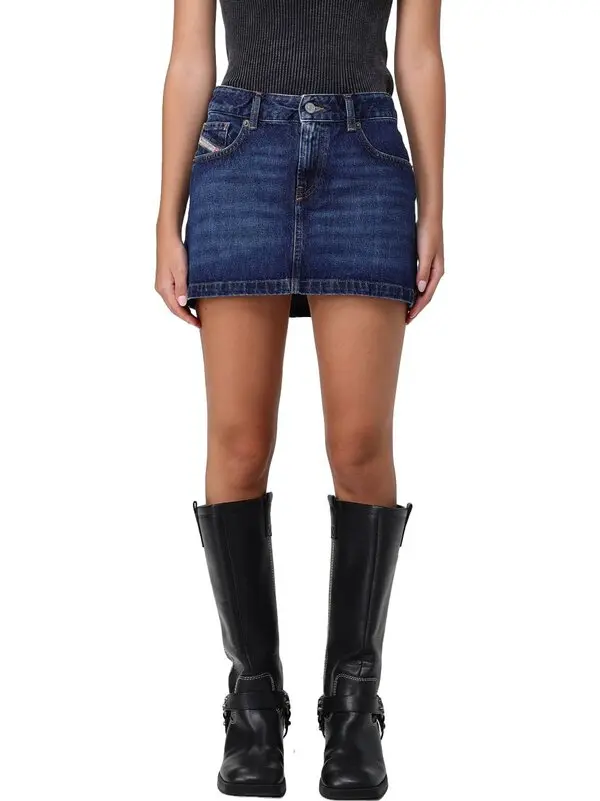DIESEL® Slim Fit Five-pocket Denim Mini Skirt - Blue