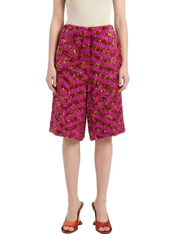 Dries Van Noten Sequined Knee-length Shorts - Multicolor