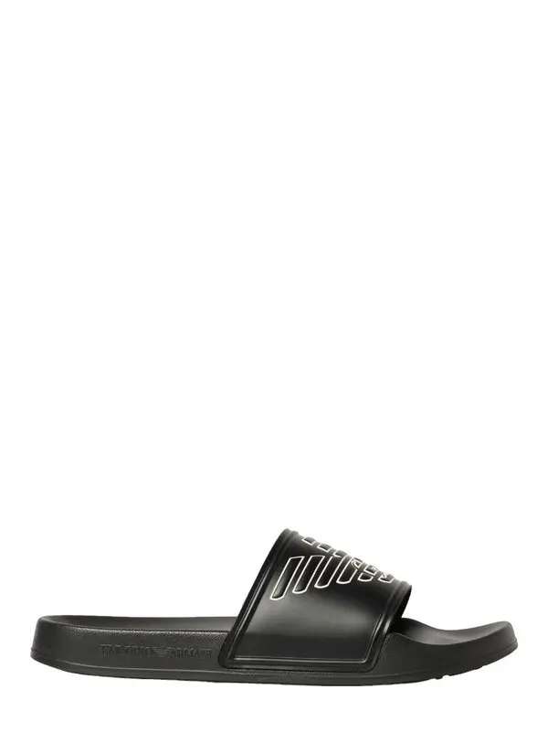 Emporio Armani Slides With Logo Detailing - Black