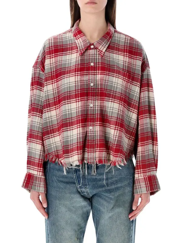 R13 Cotton Check Print Shirt - Red