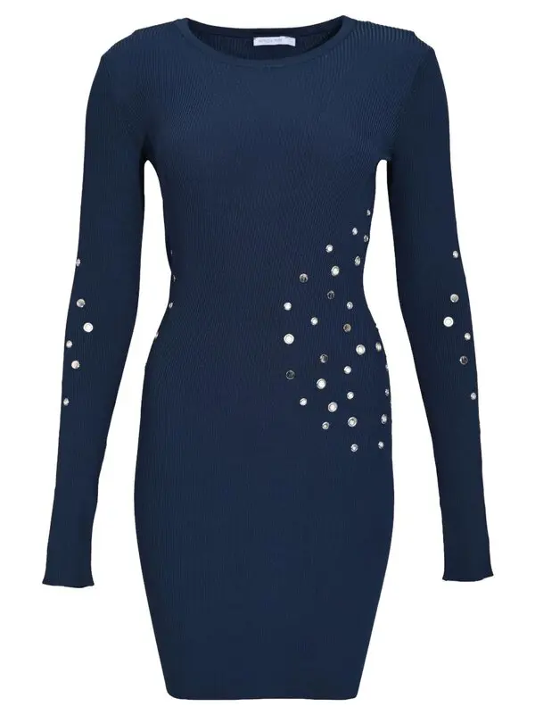 Patrizia Pepe Long Sleeve Mini Dress With Metal Eyelets - Blue
