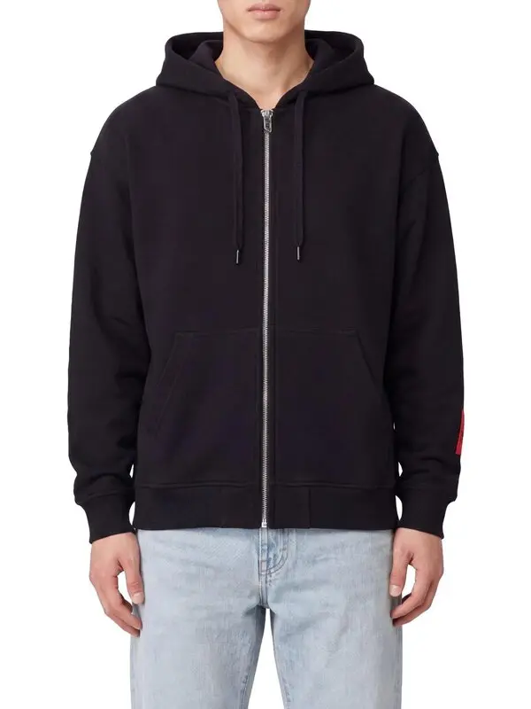 DIESEL® Full Zip Hoodie With Graphic Detail - Black