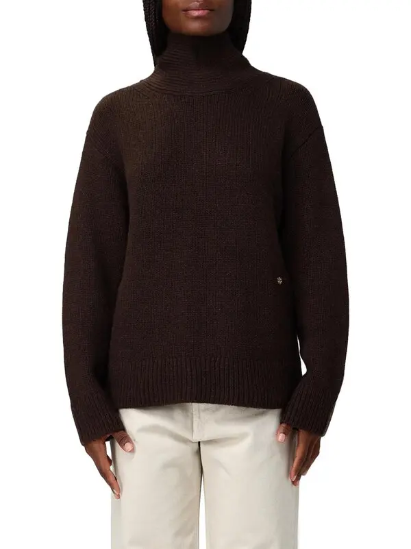 GANNI Ribbed Turtleneck Pullover - Brown