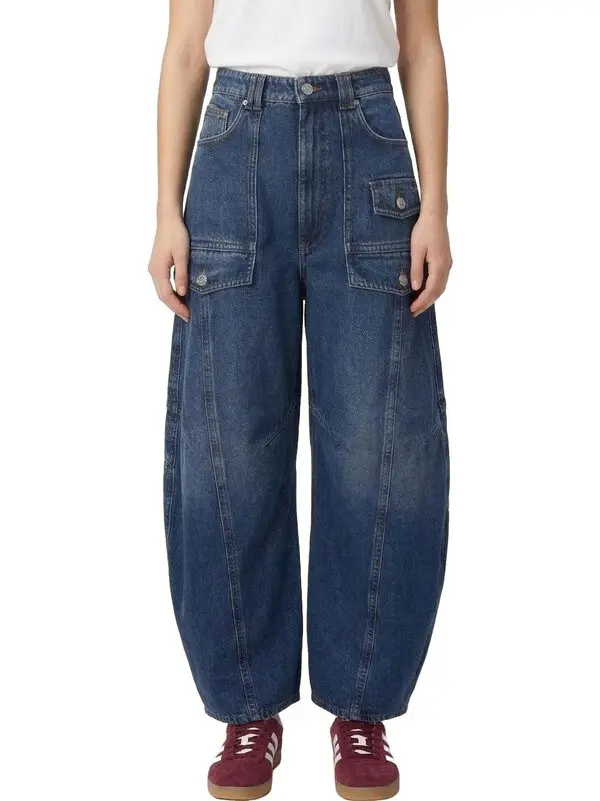 Sportmax Cotton Denim Baggy Jeans - Blue