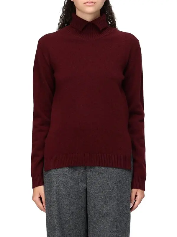 JIL SANDER Ribbed Pure Wool Turtleneck Sweater - Cherry