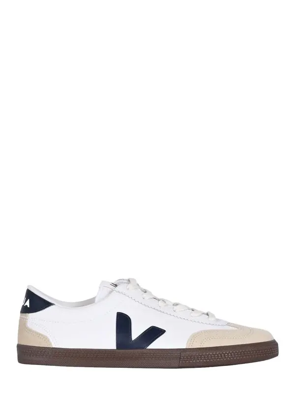 VEJA Volley Low Top Sneakers In O.t. Leather With Contrast Logo - White