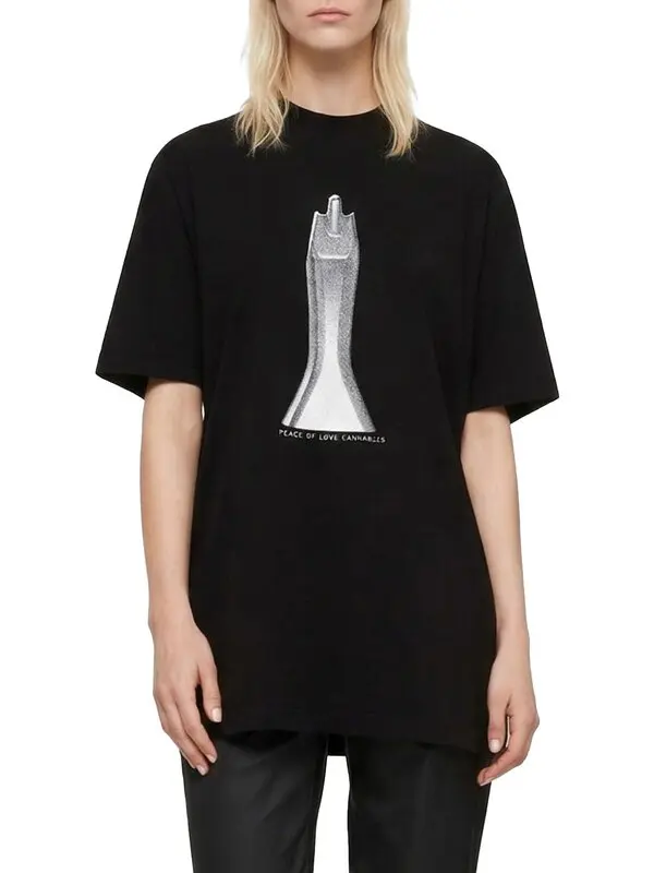 Rick Owens Printed Cotton T-shirts - Black
