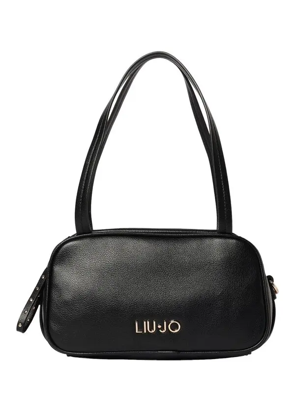 Liu Jo Grained Synthetic Leather Shoulder Bag With Double Handle And Adjustable Strap - Black