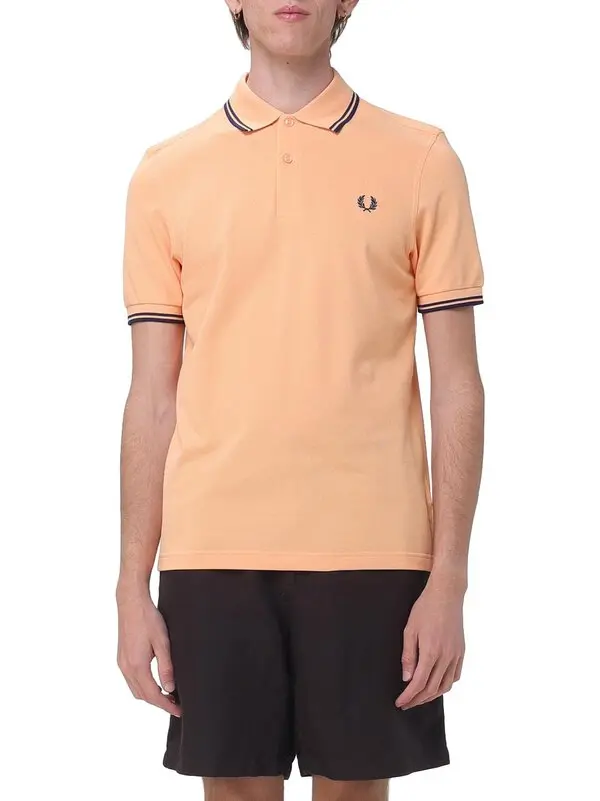 Fred Perry Cotton Polo Shirt With Logo - Peach