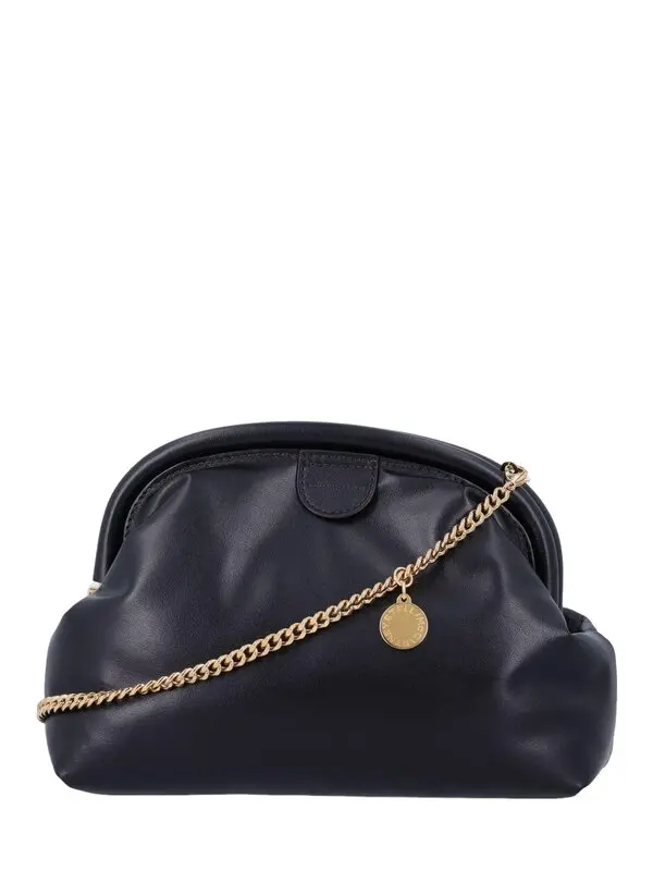 Stella McCartney Falabella Faux Leather Clutch With Chain Strap - Black