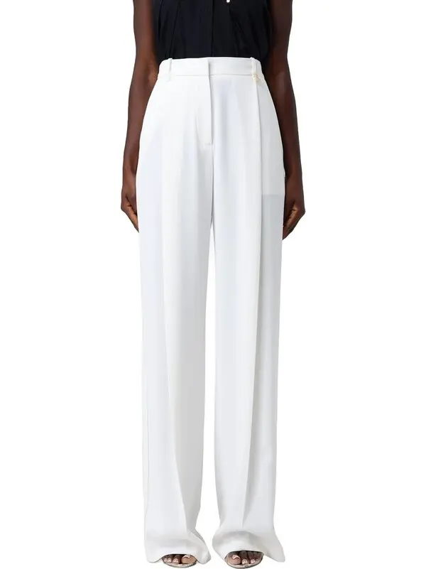 Elisabetta Franchi Wideleg Crêpe Trousers - Ivory