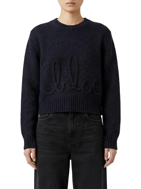 Chloé Wool And Silk Crewneck Pullover - Blue