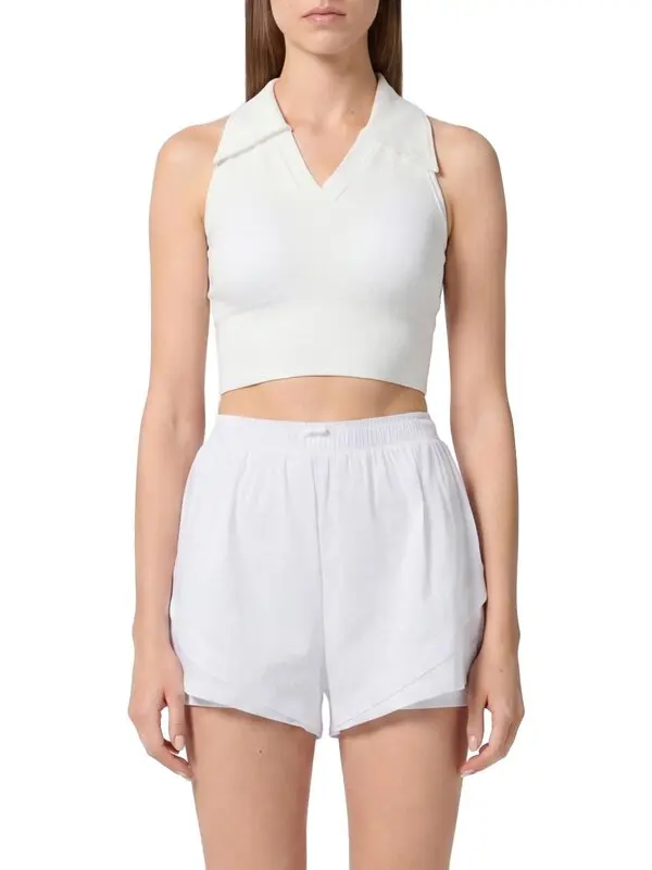 PLEIN SPORT Cropped Top With Classic Collar - White