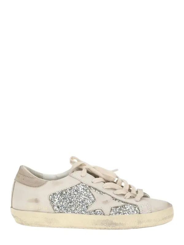 GOLDEN GOOSE Super-star Leather And Glitter Low-top Sneakers - Silver