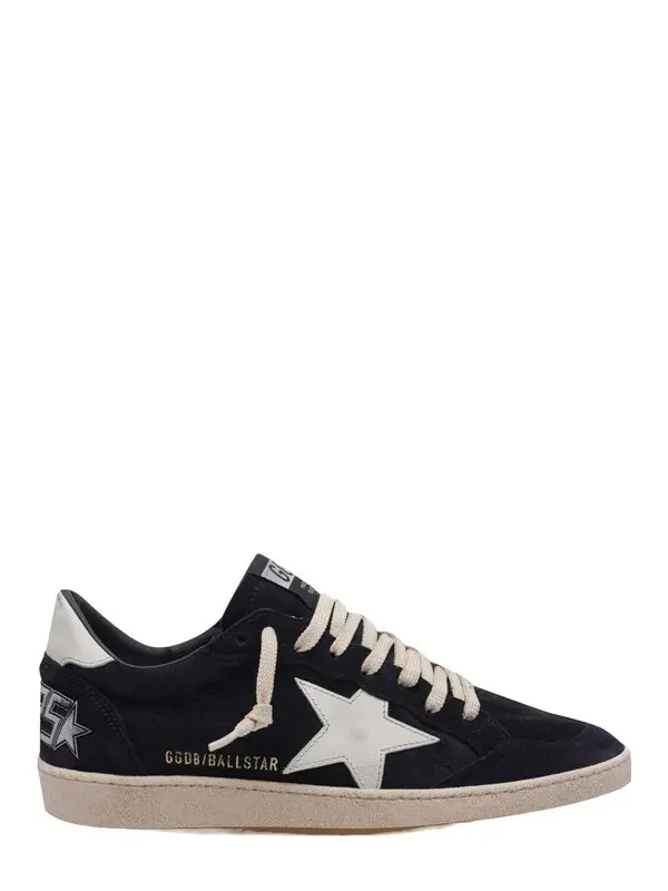 GOLDEN GOOSE Ball Star Leather And Suede Sneakers With Contrasting Logo - Blue
