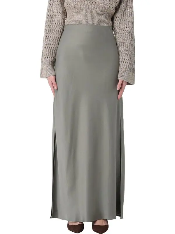 Brunello Cucinelli Long Satin Skirt - Green
