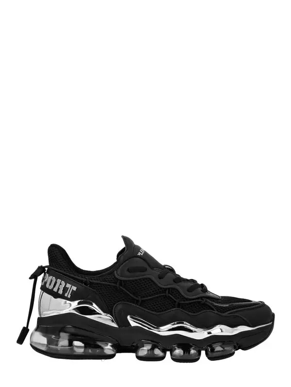 PLEIN SPORT Mesh And Leather Low Top Sneakers - Black