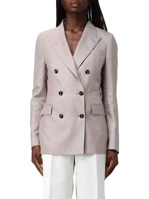 Tagliatore Double-breasted Blazer In Virgin Wool, Silk And Linen - Grey