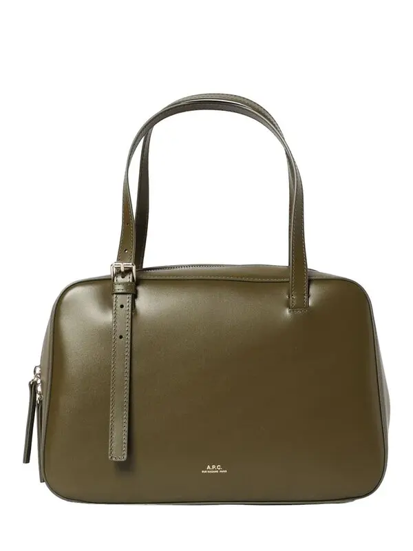 A.p.c. Patent Leather Handbag With Double Handle And Shoulder Strap - Green